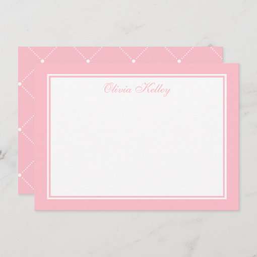 Pink Classic Frame Thank you Flat Note | Zazzle