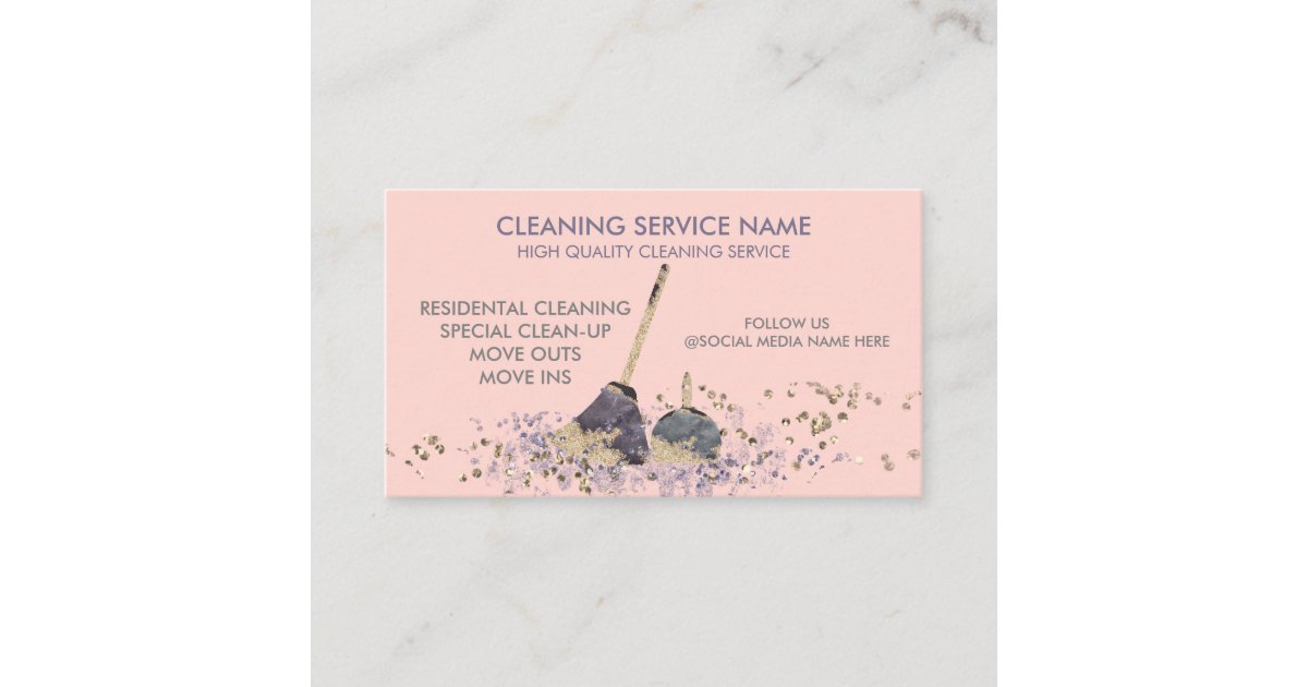 Pink Classy Dirty Janitorial Cleaning Service Business Card | Zazzle