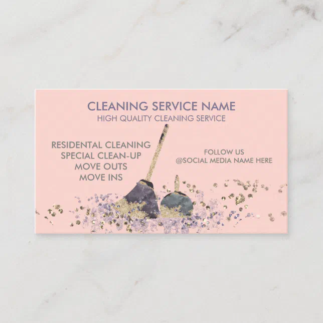 Pink Classy Dirty Janitorial Cleaning Service Business Card | Zazzle