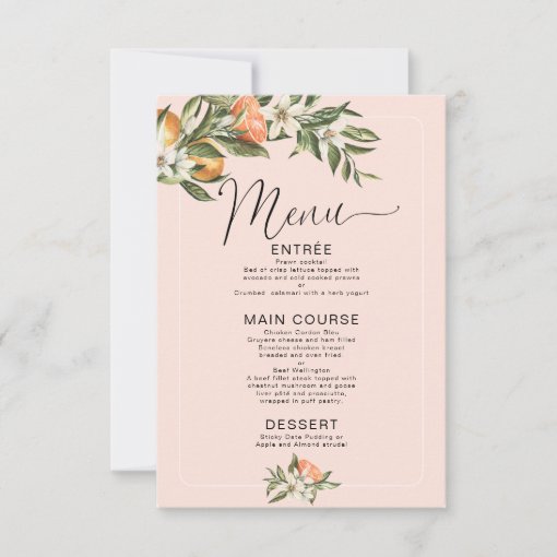 Pink Clementine Little Cutie Baby Shower Menu Invitation | Zazzle