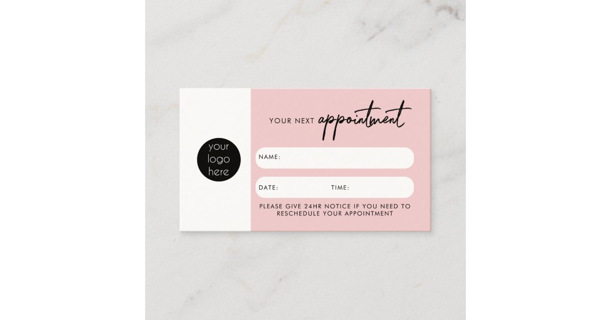 Pink Client Appointment Card QR Code Business Logo | Zazzle