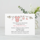 Pink Clothes Line It's a Girl BABY SHOWER Invitation | Zazzle