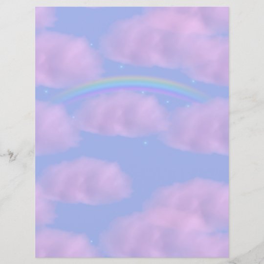 Pink Clouds and Rainbow Scrapbook Paper | Zazzle.com