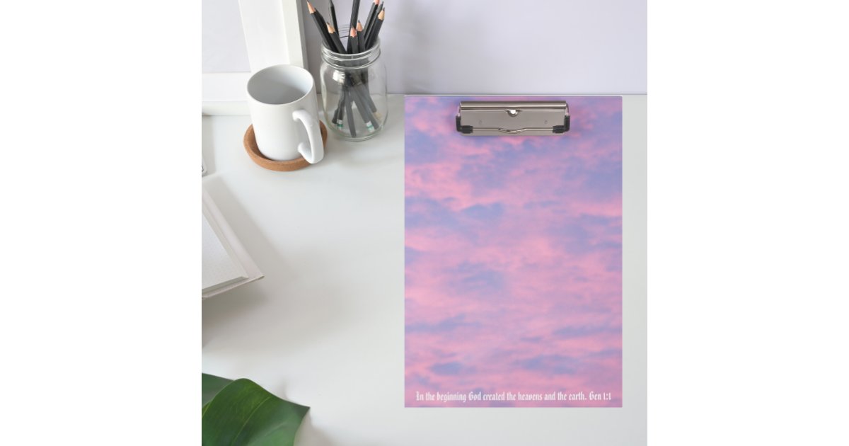 Pink Clouds in Sky Bible Verse Clipboard | Zazzle