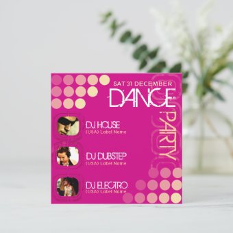 Pink Club DJ Dance Party Photo template Invitation | Zazzle