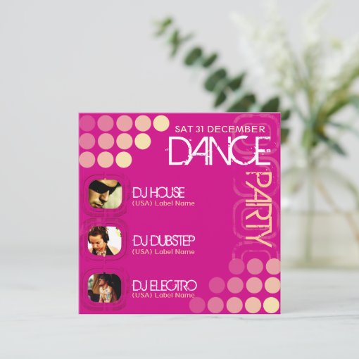 Pink Club DJ Dance Party Photo template Invitation | Zazzle
