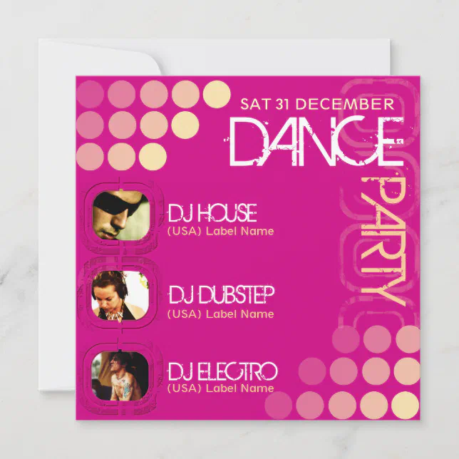 Pink Club DJ Dance Party Photo template Invitation | Zazzle