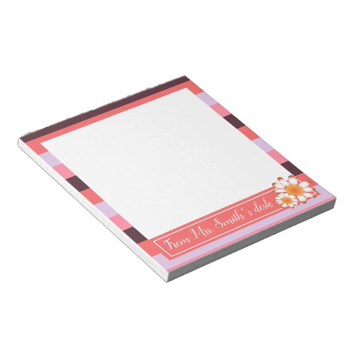 Pink Color Palette Teacher Notepad with Daisies | Zazzle.com