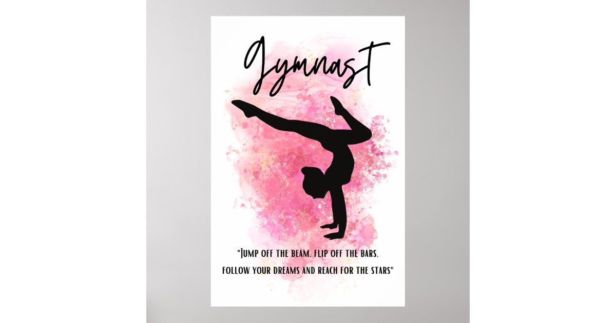 Pink Color Splash Gymnast Poster | Zazzle