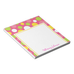 Pink Colorful Polka Dot Notepad | Zazzle