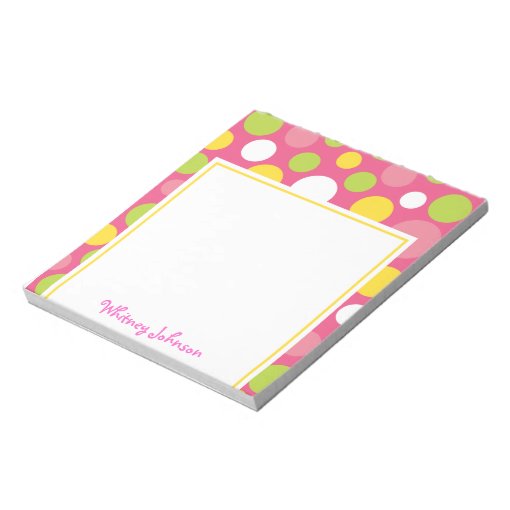 Pink Colorful Polka Dot Notepad | Zazzle