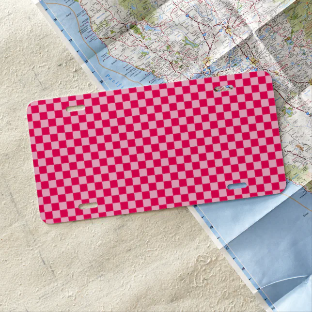 Pink Combination Classic Checkerboard by STaylor License Plate | Zazzle
