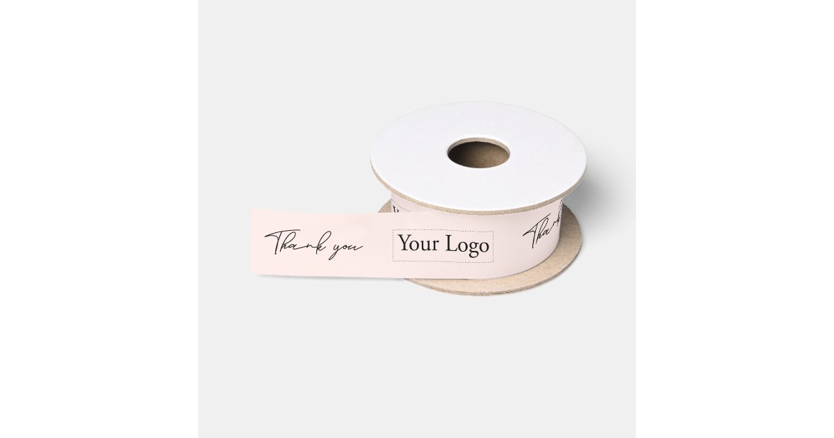 Pink Company Logo Business Thank you Packaging Satin Ribbon | Zazzle