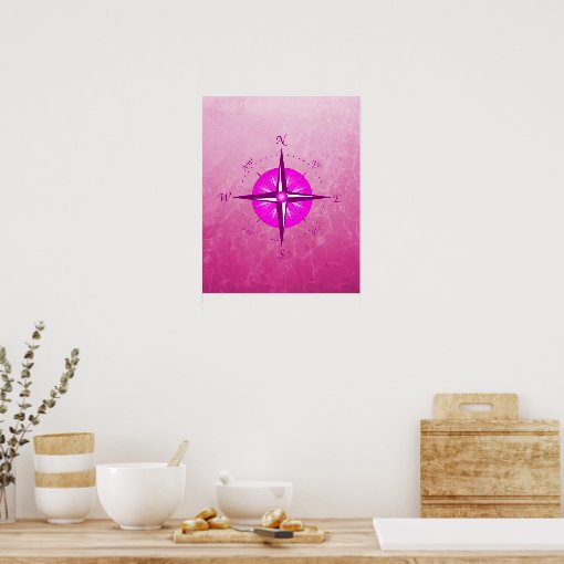 Pink Compass Rose Poster | Zazzle