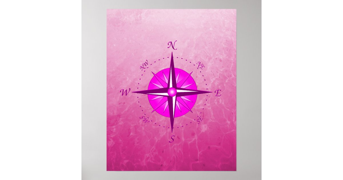 Pink Compass Rose Poster Zazzle