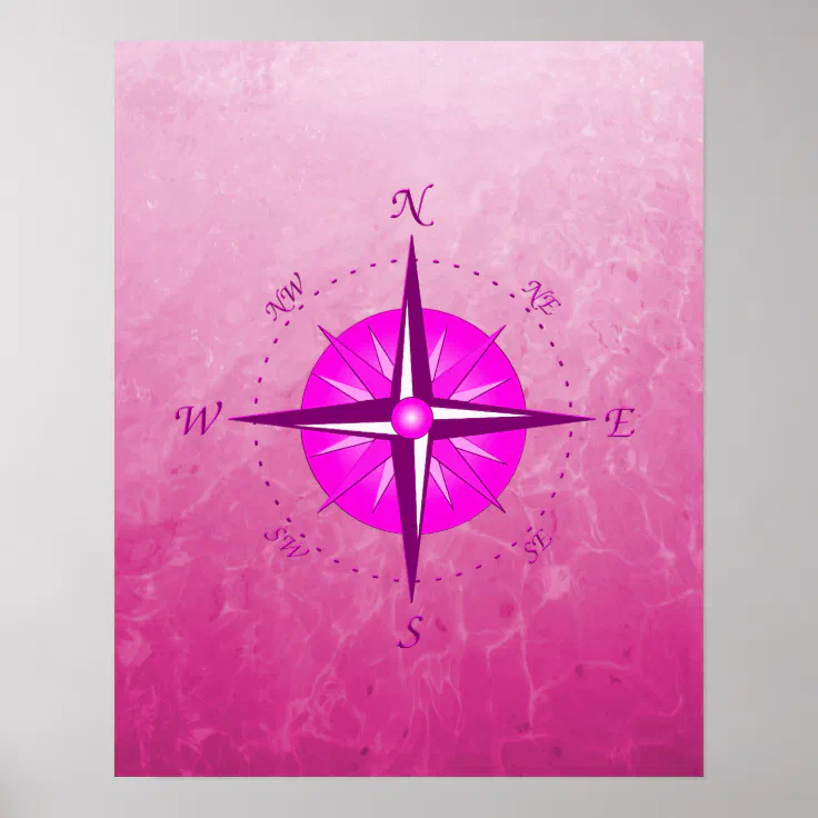 Pink Compass Rose Poster | Zazzle