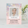 Pink Confetti Photo 76th birthday invitations | Zazzle