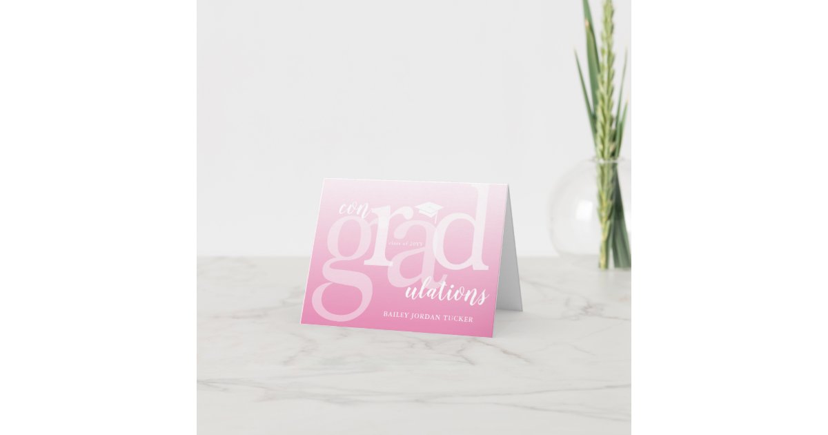 Pink ConGRADulations Graduation Congratulations Card | Zazzle