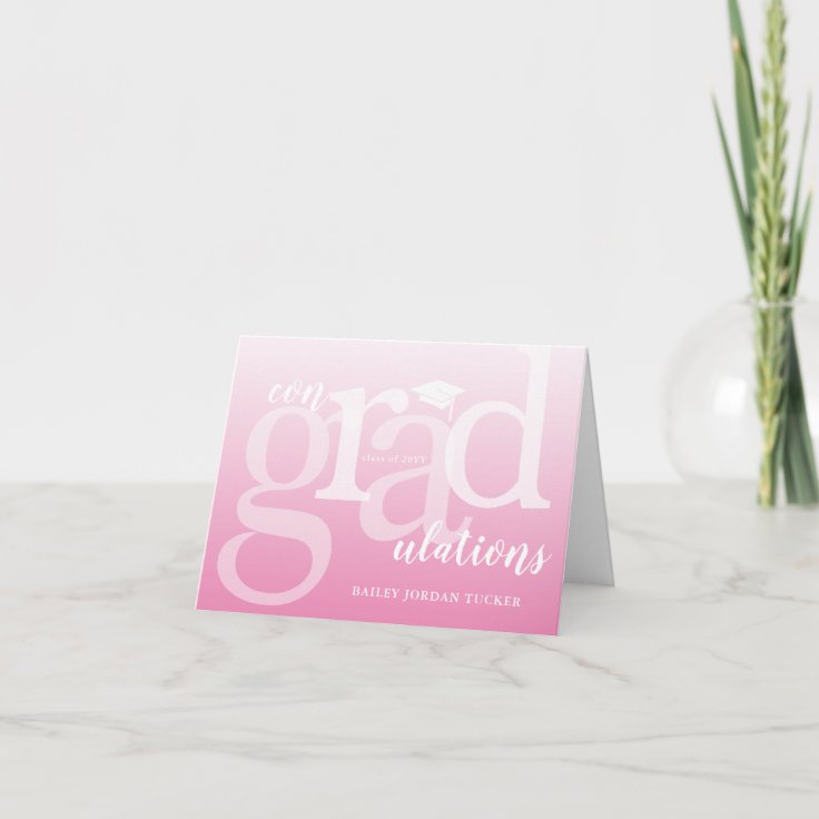 Pink ConGRADulations Graduation Congratulations Card | Zazzle