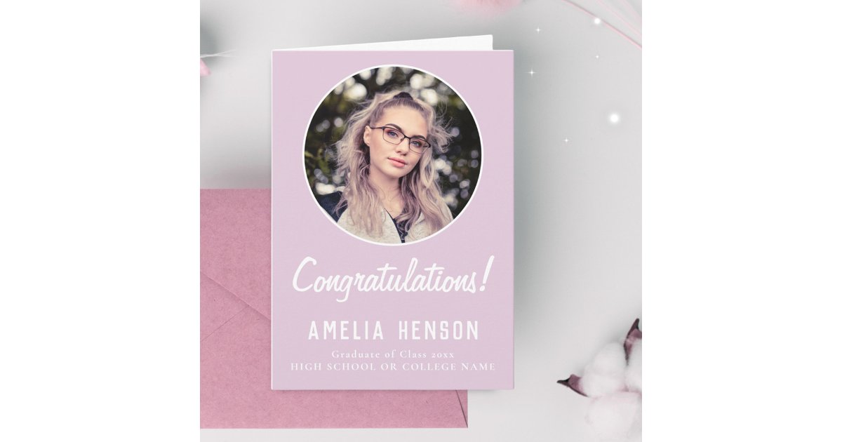 Pink Congratulations Graduate Photo Graduation Card | Zazzle