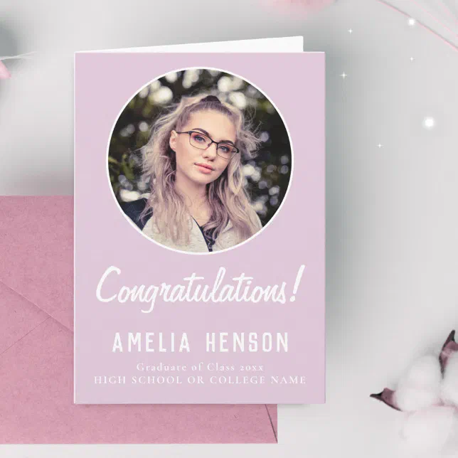 Pink Congratulations Graduate Photo Graduation Card | Zazzle