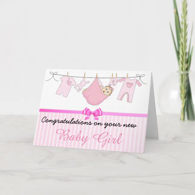 Pink Congratulations on your new Baby Girl Card | Zazzle