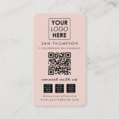Pink Connect with Us Social Media QR Code Logo Business Card | Zazzle
