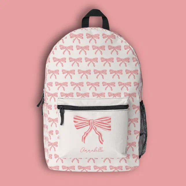 Pink coquette aesthetic bow girly blush printed backpack | Zazzle