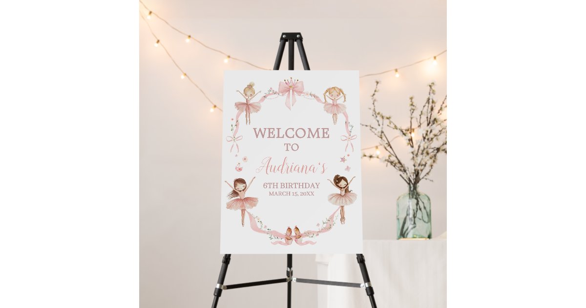Pink Coquette Ballerina Birthday Welcome Sign | Zazzle