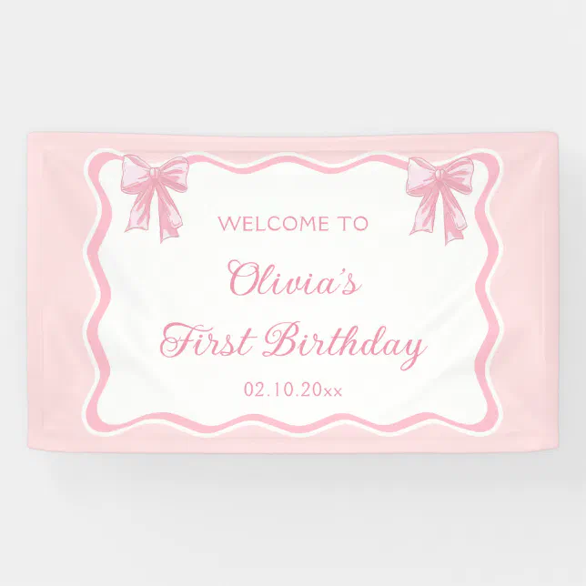 Pink Coquette Bow Birthday Party Welcome Banner | Zazzle