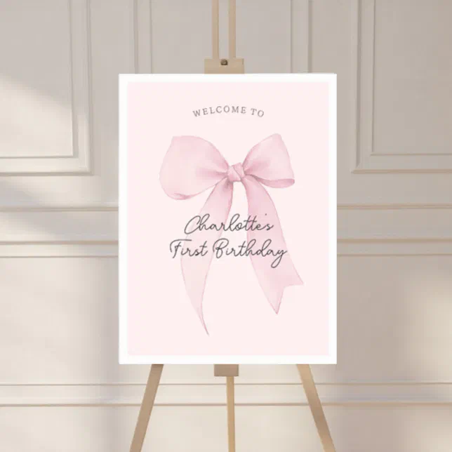 Pink Coquette Bow Birthday Welcome Poster | Zazzle