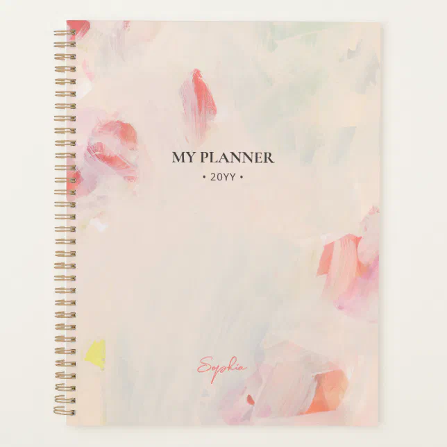 Pink & Coral Abstract Floral Art Goal Planner | Zazzle