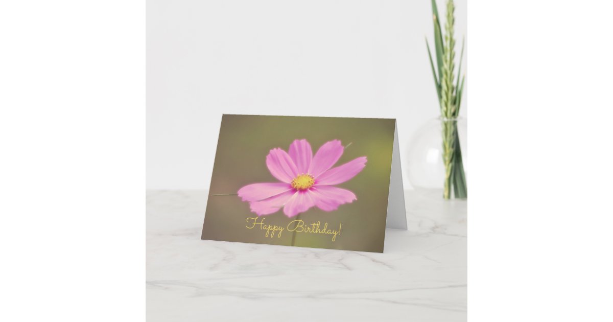 Pink Cosmos Happy Birthday Card | Zazzle