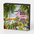 Pink Cottage by the Bay I Wooden Box Sign | Zazzle