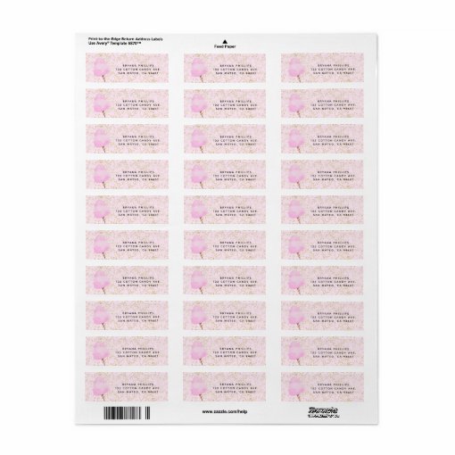 Pink Cotton Candy & Gold Confetti Birthday Party Label | Zazzle