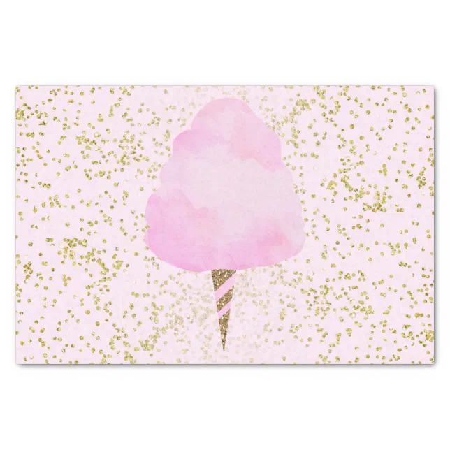 Pink Cotton Candy & Gold Confetti Birthday Party Tissue Paper | Zazzle