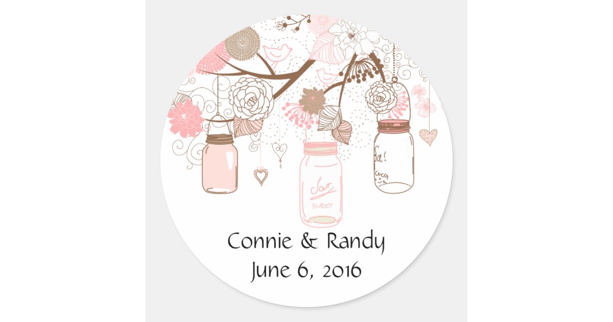 Pink Country Mason Jar Stickers | Zazzle