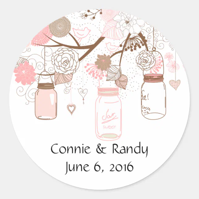Pink Country Mason Jar Stickers | Zazzle