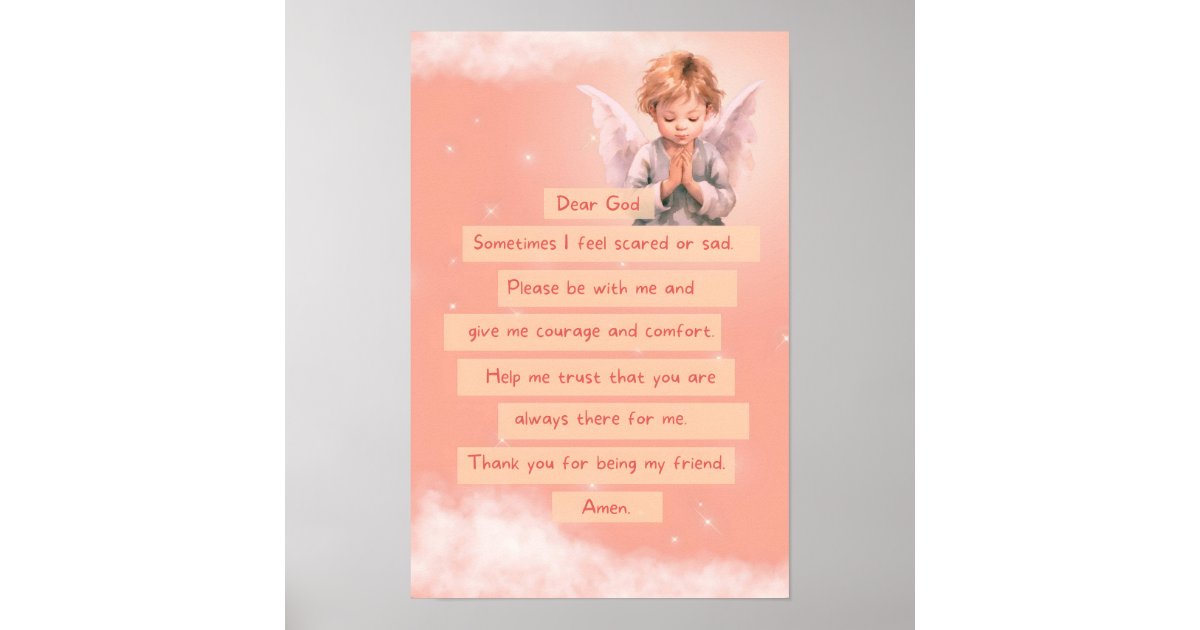Pink Courage Child Prayer Poster | Zazzle