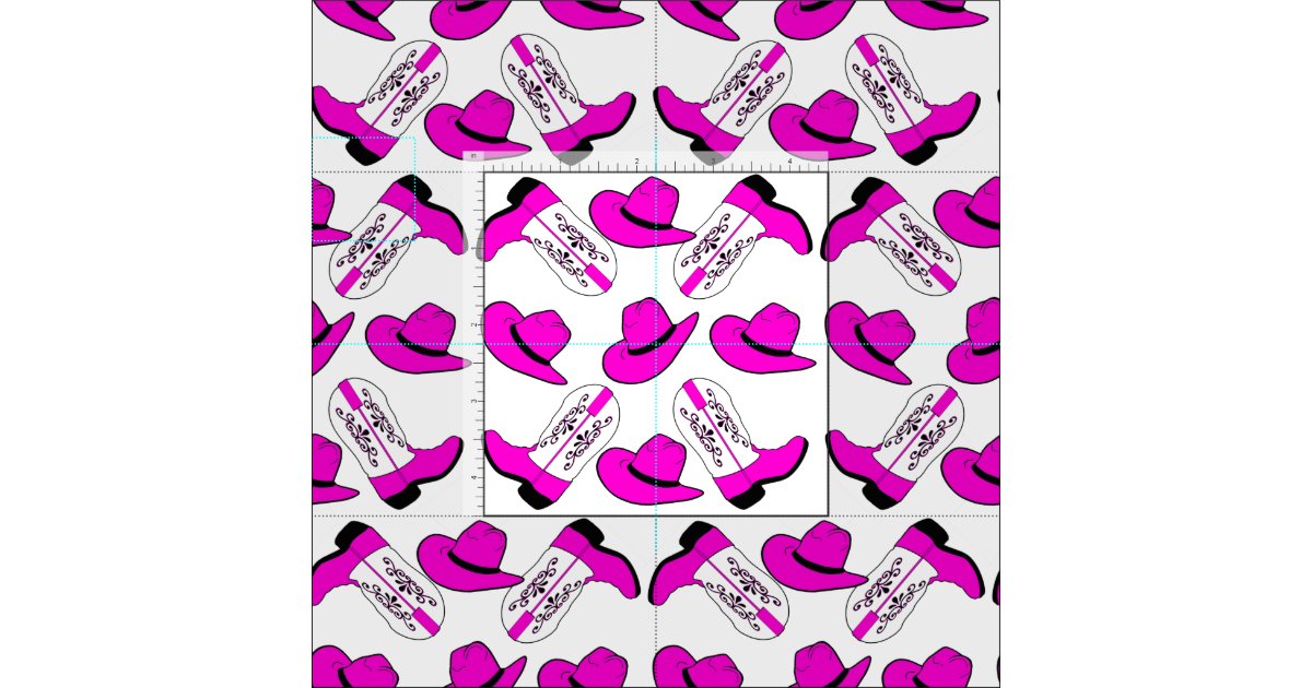 Pink Cowboy Boots Hats on Any Color Background Fabric | Zazzle