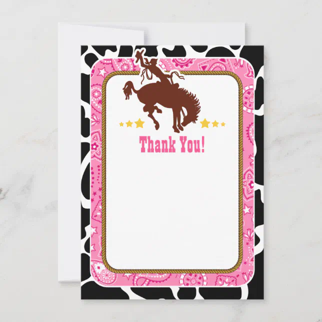 Pink Cowboy Thank You Notes | Zazzle