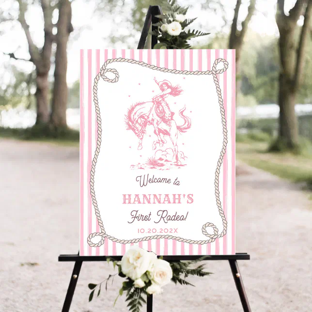 Pink Cowgirl 1st Birthday Party Welcome Sign | Zazzle
