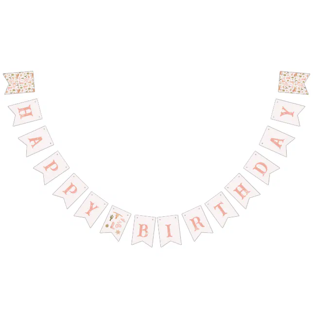 Pink Cowgirl Birthday Party Decor Bunting Flags | Zazzle