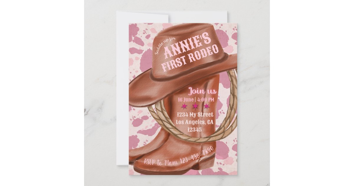 Pink Cowgirl Theme, Cowboy Boot Birthday Invite | Zazzle