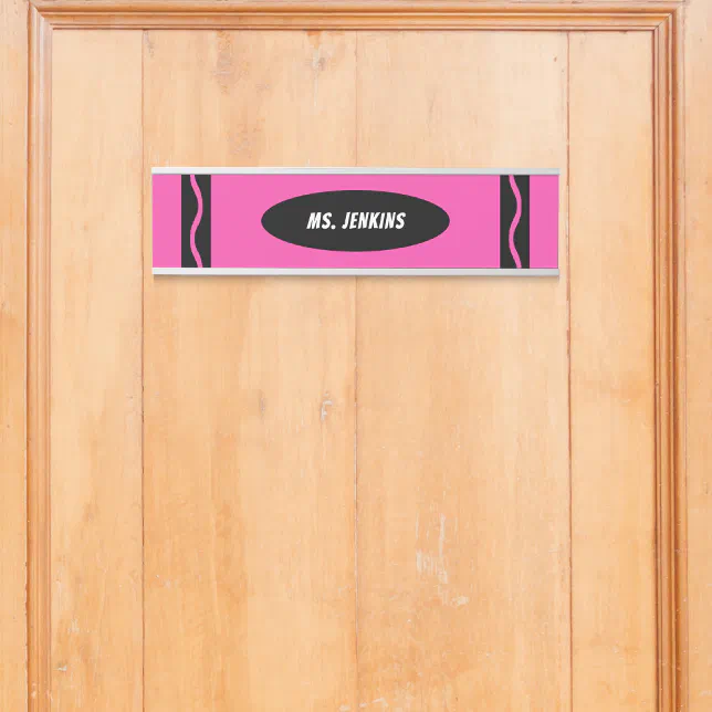 Pink Crayon Teacher Door Sign | Zazzle