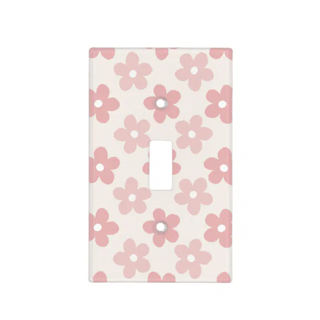 Pink Cream Daisy Flowers Retro Pattern Light Switch Cover | Zazzle