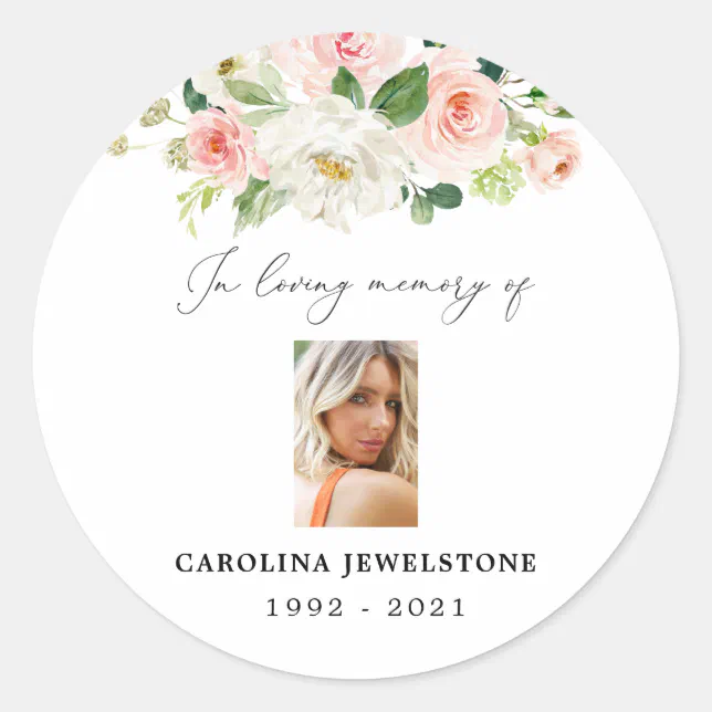 Pink & Cream Floral In Loving Memory Stickers | Zazzle
