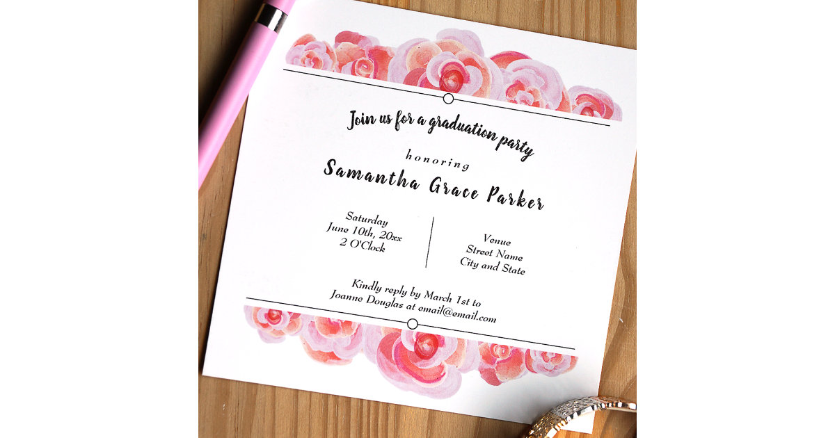Pink & Creamsicle Botanical Roses Party Invitation | Zazzle