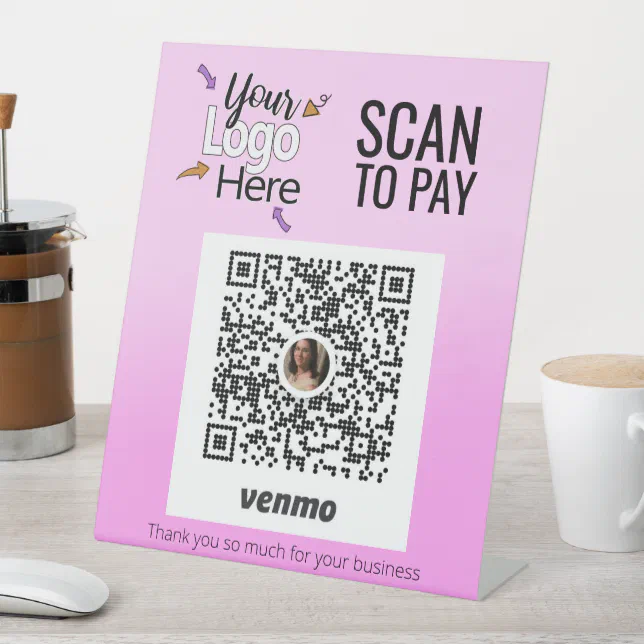 Pink Create Custom Venmo for Business Pedestal Sign | Zazzle
