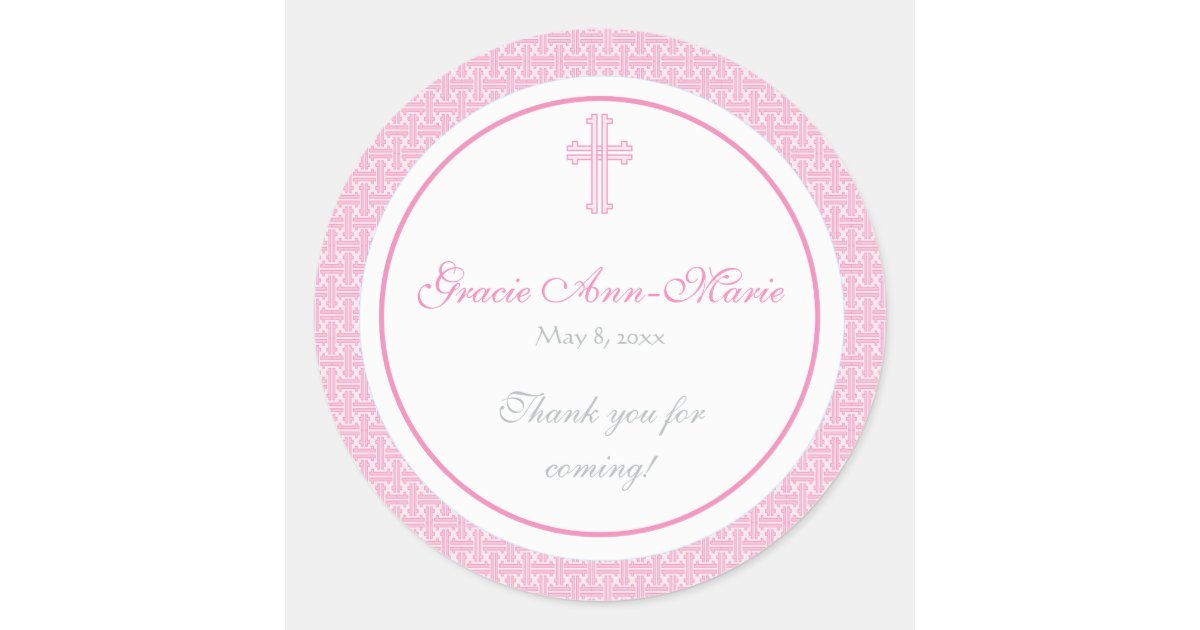 Pink Cross Address Label/Favor Sticker | Zazzle